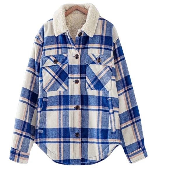 Love Tree | Jackets & Coats | Nwt Womens Blue Plaid Flannel Fleece Line ...